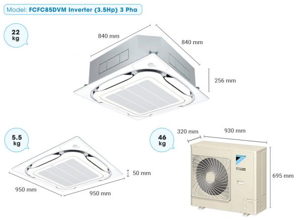 Daikin FCFC85DVM/RZFC85DY1 29000BTU điều hòa Cassette 1 chiều Inverter ...