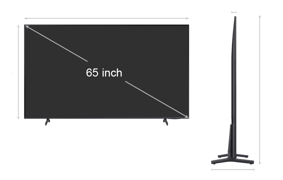 Kích thước tivi 65 inch: dài, rộng, cao bao nhiêu cm?